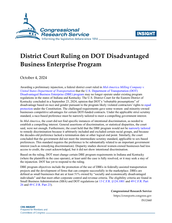 District Court Ruling on DOT Disadvantaged Business Enterprise Program ...