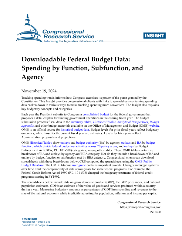 Downloadable Federal Budget Data: Spending by Function, Subfunction ...