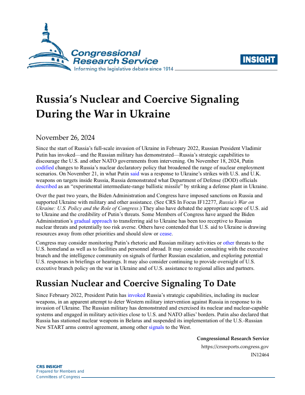 Russia’s Nuclear and Coercive Signaling During the War in Ukraine ...