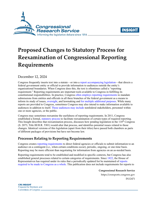Proposed Changes to Statutory Process for Reexamination of ...