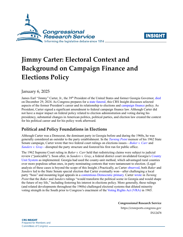 Jimmy Carter: Electoral Context and Background on Campaign Finance and ...