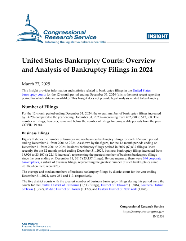 United States Bankruptcy Courts: Overview and Analysis of Bankruptcy ...
