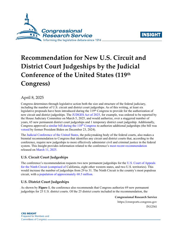 Recommendation for New U.S. Circuit and District Court Judgeships by ...