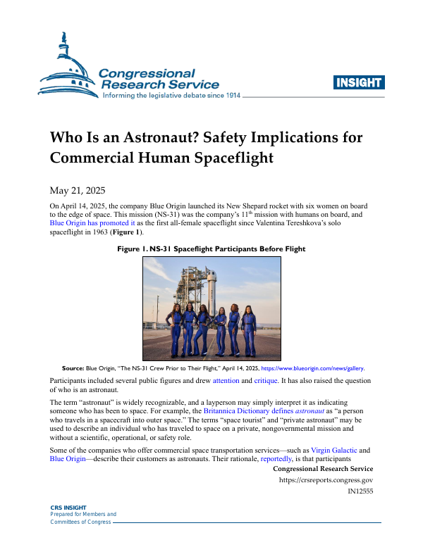 Who Is an Astronaut? Safety Implications for Commercial Human ...
