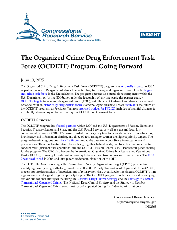 The Organized Crime Drug Enforcement Task Force (OCDETF) Program: Going ...