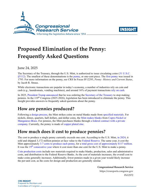 Proposed Elimination of the Penny: Frequently Asked Questions ...