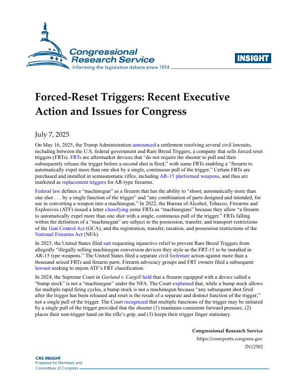 Forced-Reset Triggers: Recent Executive Action and Issues for Congress ...