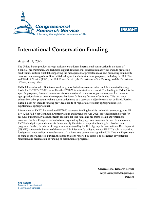 International Conservation Funding - EveryCRSReport.com