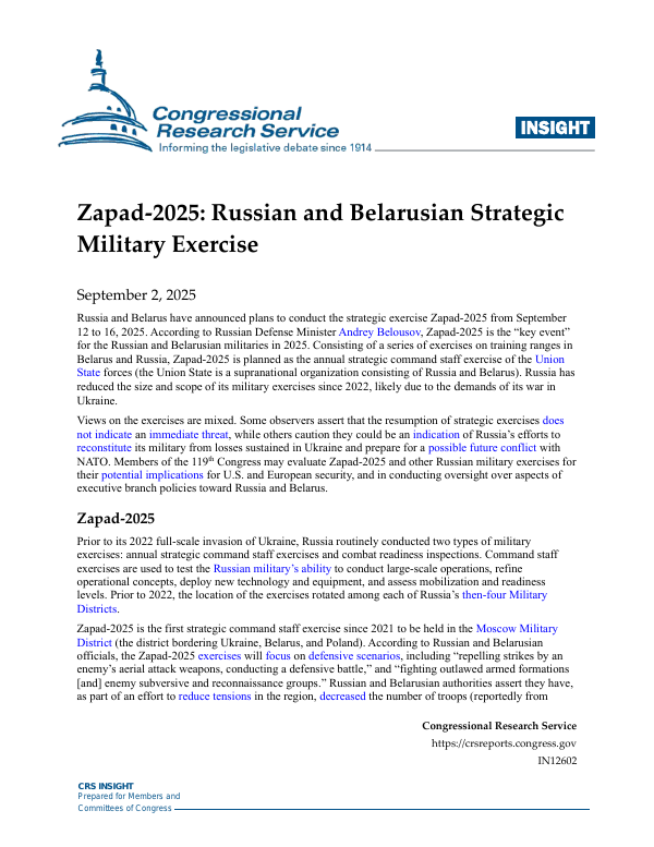 Zapad-2025: Russian and Belarusian Strategic Military Exercise ...