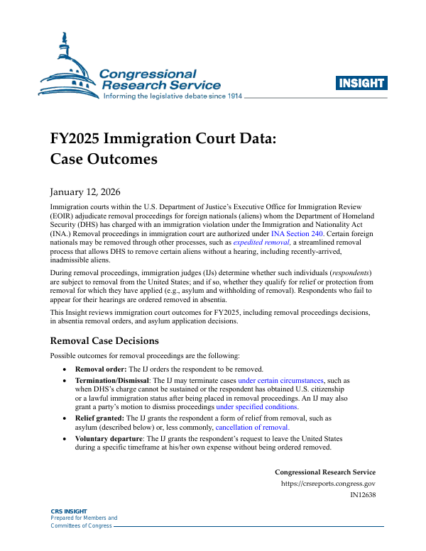 FY2025 Immigration Court Data: Case Outcomes - EveryCRSReport.com