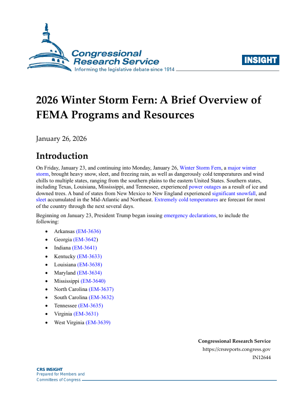 2026 Winter Storm Fern: A Brief Overview of FEMA Programs and Resources ...
