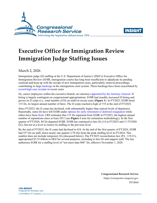 Executive Office for Immigration Review Immigration Judge Staffing ...