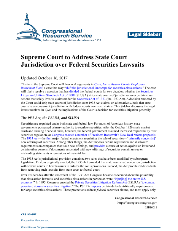 Supreme Court to Address State Court Jurisdiction over Federal ...