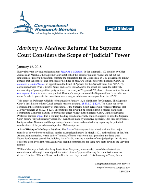 Marbury v. Madison Returns! The Supreme Court Considers the Scope of ...