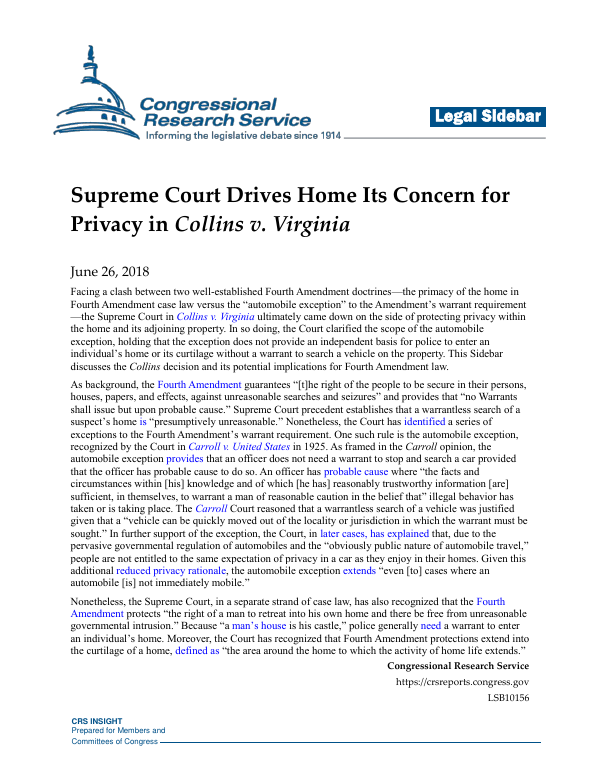 Supreme Court Drives Home Its Concern for Privacy in Collins v ...
