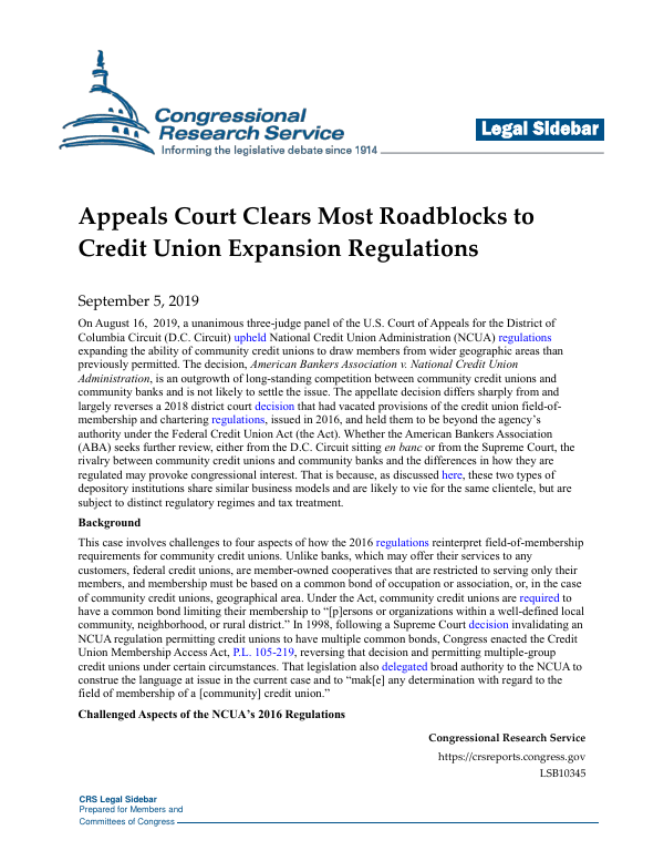 Appeals Court Clears Most Roadblocks to Credit Union Expansion ...