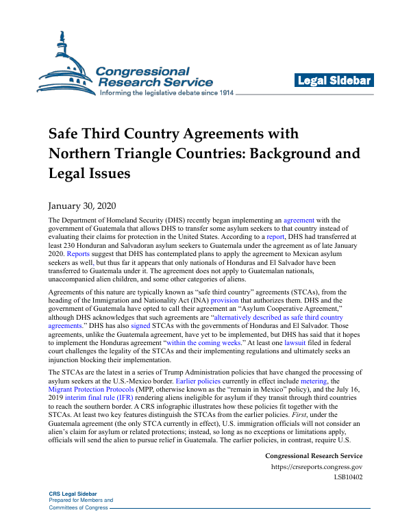 Safe Third Country Agreements with Northern Triangle Countries ...