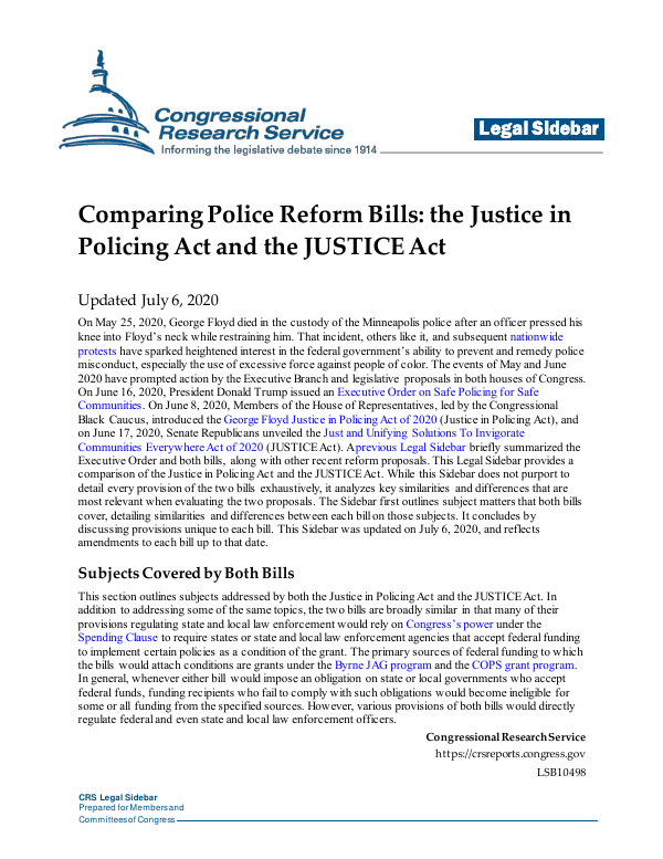 Comparing Police Reform Bills: the Justice in Policing Act and the ...