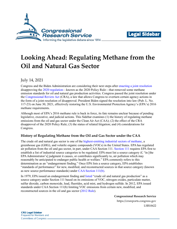Looking Ahead: Regulating Methane from the Oil and Natural Gas Sector ...