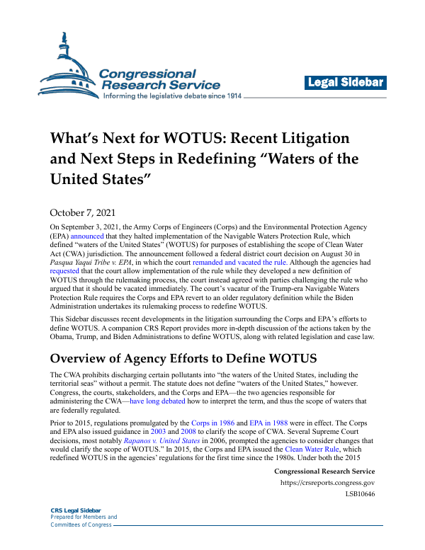 What’s Next for WOTUS: Recent Litigation and Next Steps in Redefining ...