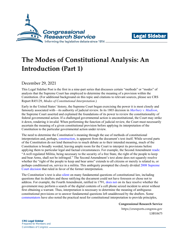 The Modes of Constitutional Analysis: An Introduction (Part 1 ...
