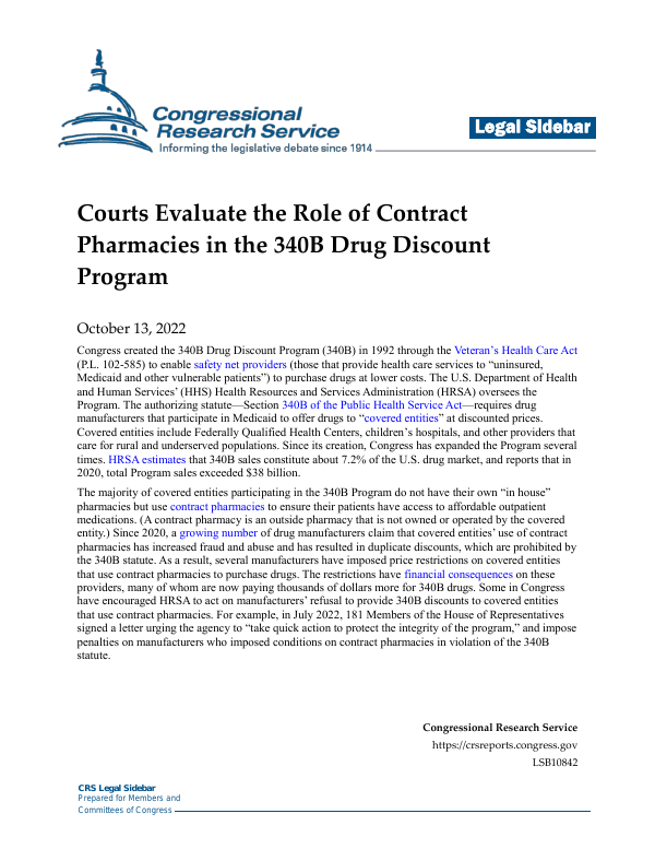 Courts Evaluate the Role of Contract Pharmacies in the 340B Drug ...