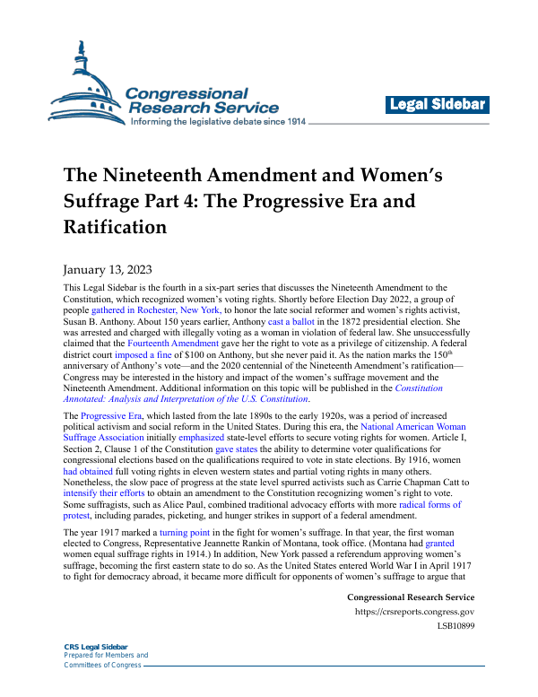 The Nineteenth Amendment and Women’s Suffrage Part 4: The Progressive ...