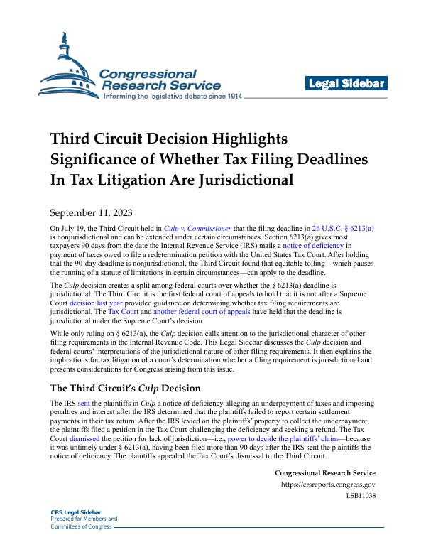 Third Circuit Decision Highlights Significance of Whether Tax Filing ...
