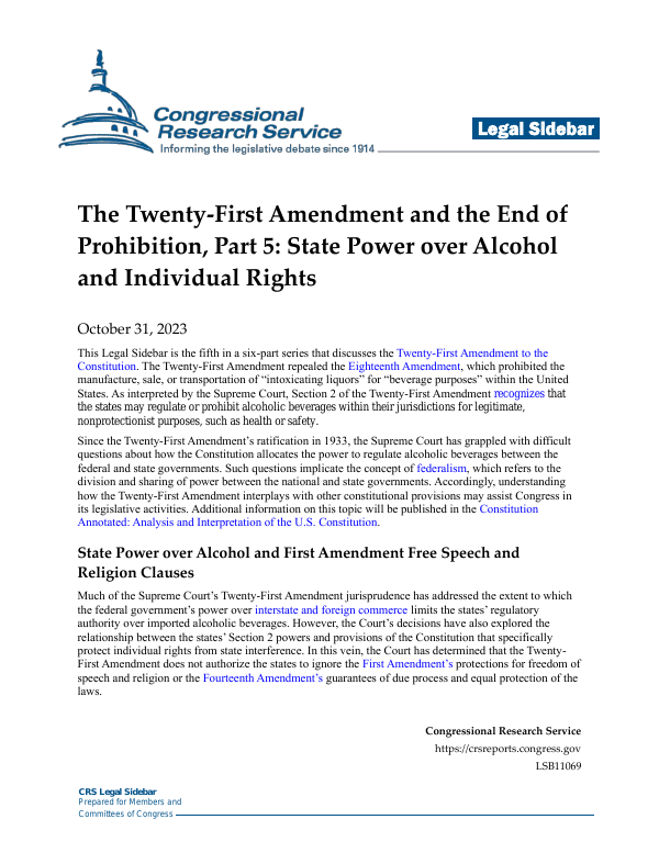 The Twenty-First Amendment and the End of Prohibition, Part 5: State ...
