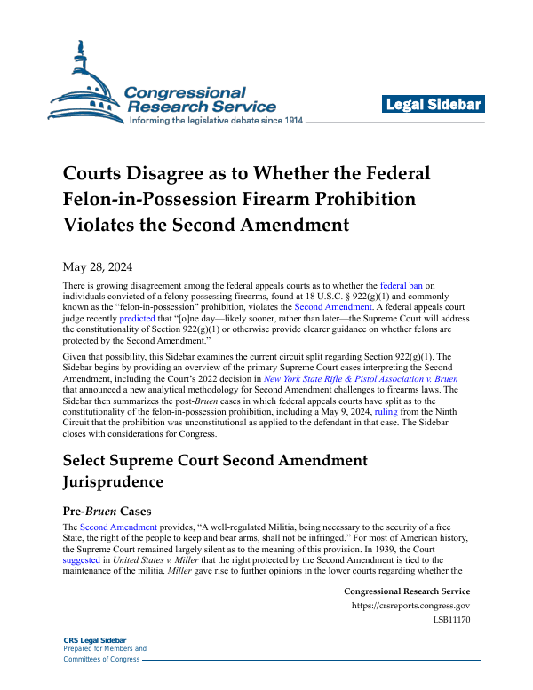 Courts Disagree as to Whether the Federal Felon-in-Possession Firearm ...