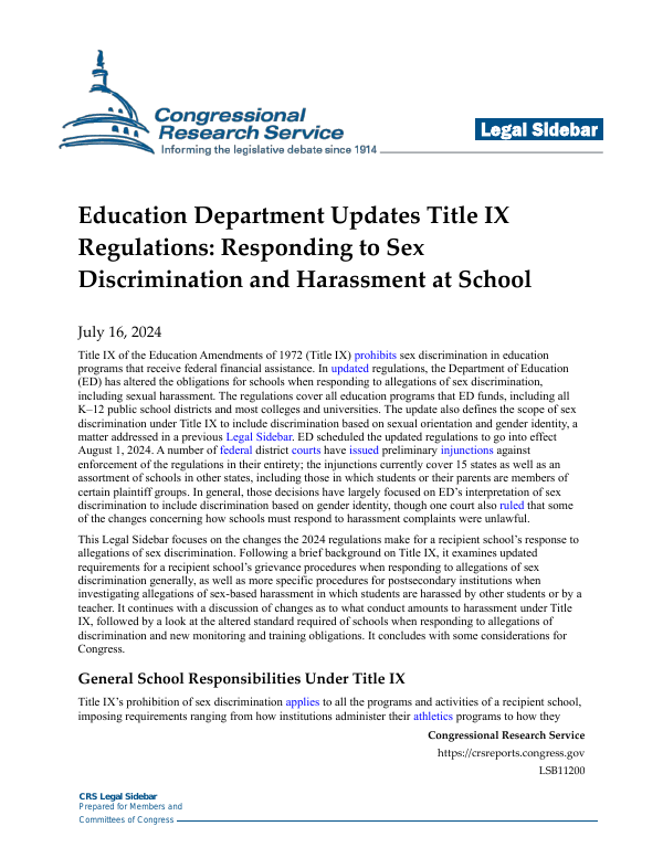 Education Department Updates Title IX Regulations: Responding to Sex ...