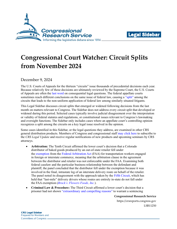 Congressional Court Watcher: Circuit Splits from November 2024 ...
