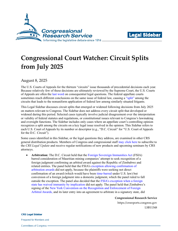 Congressional Court Watcher: Circuit Splits from July 2025 ...