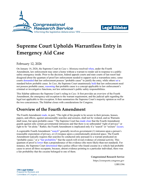 Supreme Court Upholds Warrantless Entry in Emergency Aid Case ...