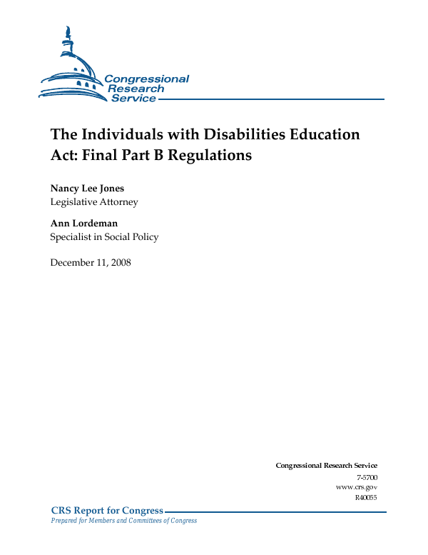 The Individuals with Disabilities Education Act: Final Part B ...