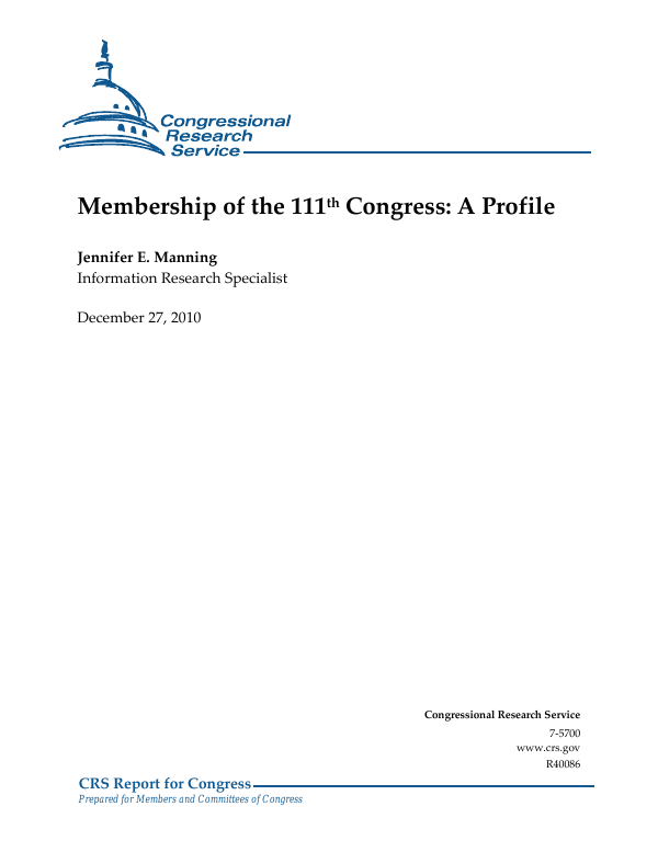 Membership of the 111th Congress: A Profile - EveryCRSReport.com