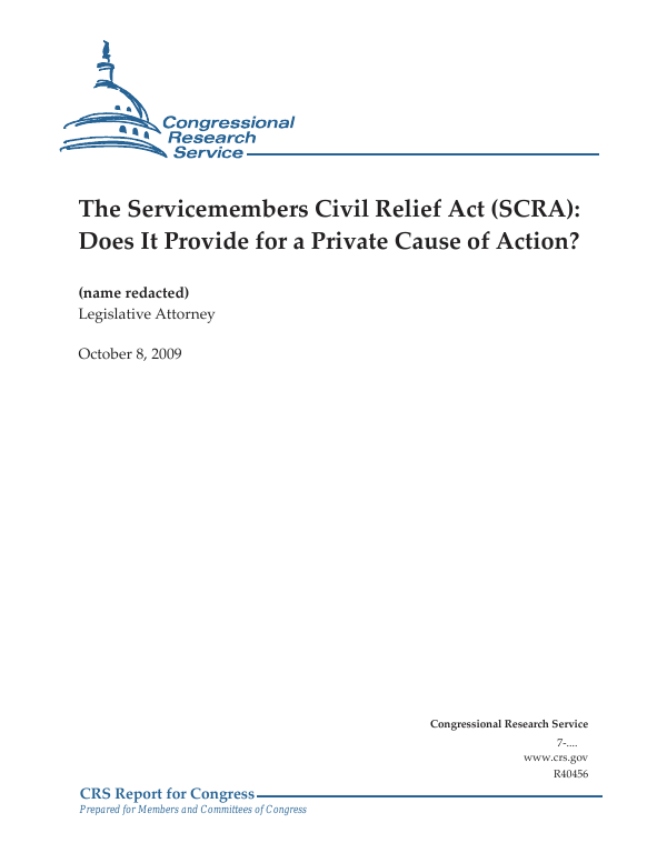 The Servicemembers Civil Relief Act (SCRA): Does It Provide for a ...