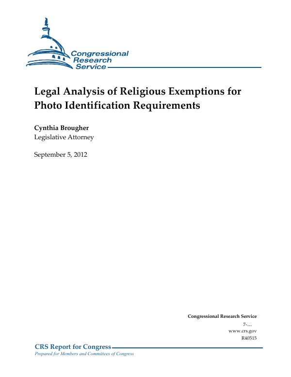 Legal Analysis of Religious Exemptions for Photo Identification ...