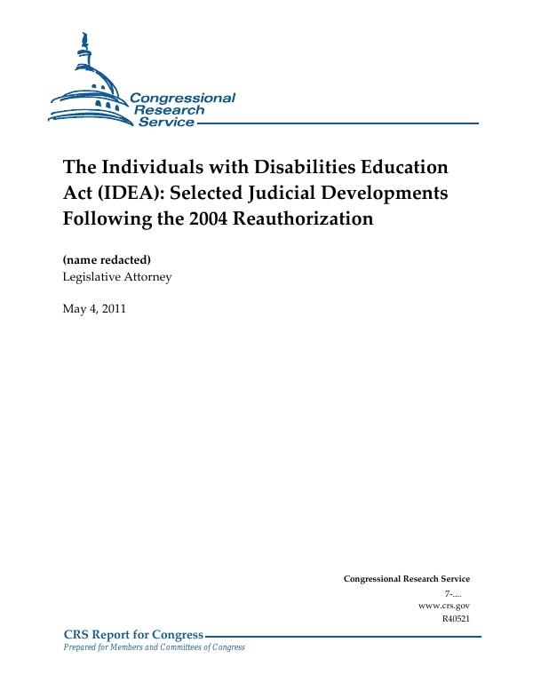 The Individuals with Disabilities Education Act (IDEA): Selected ...