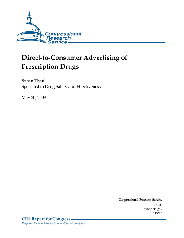 Direct-to-Consumer Advertising of Prescription Drugs - EveryCRSReport.com
