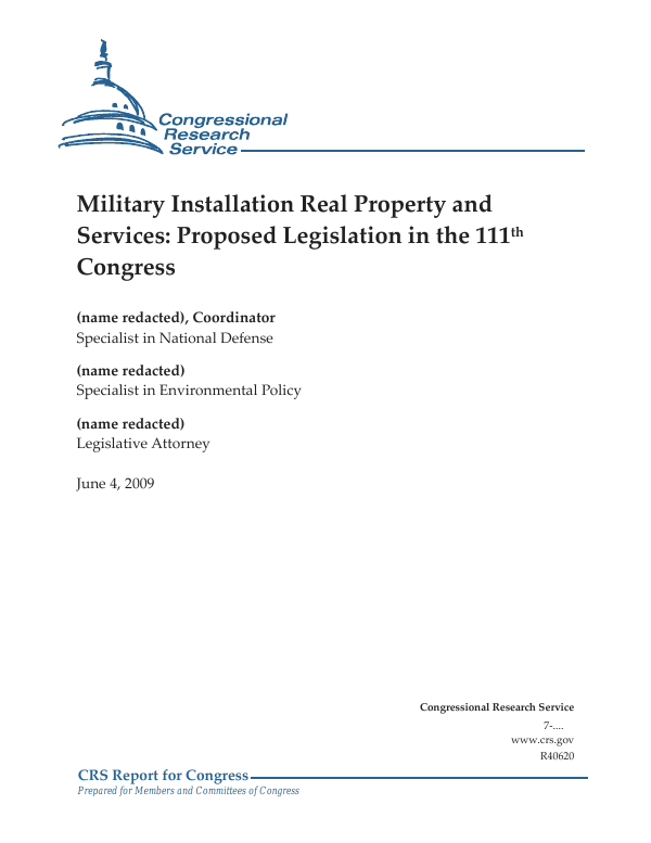 Military Installation Real Property and Services: Proposed Legislation ...