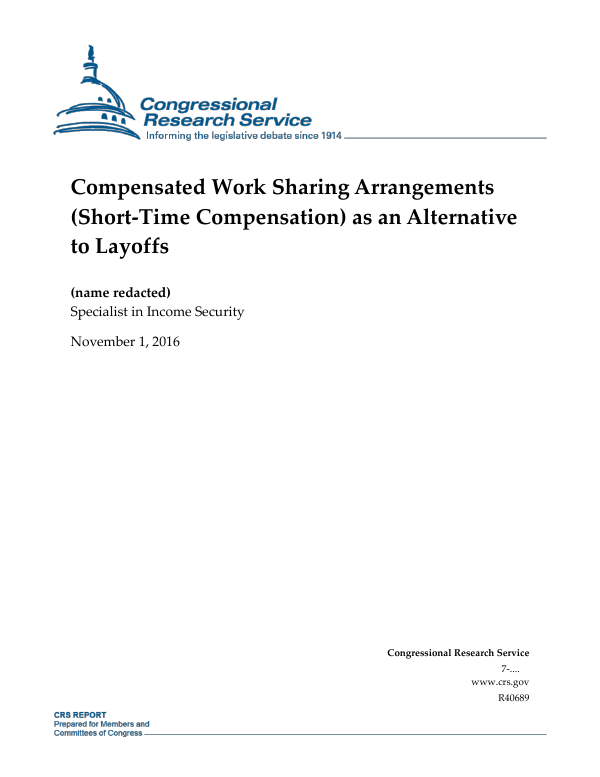 Compensated Work Sharing Arrangements (Short-Time Compensation) as an ...