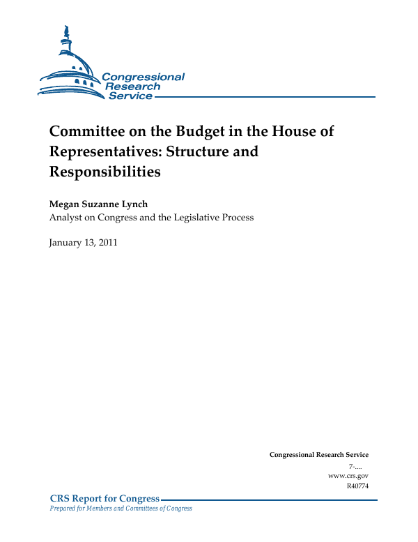 Committee on the Budget in the House of Representatives: Structure and ...