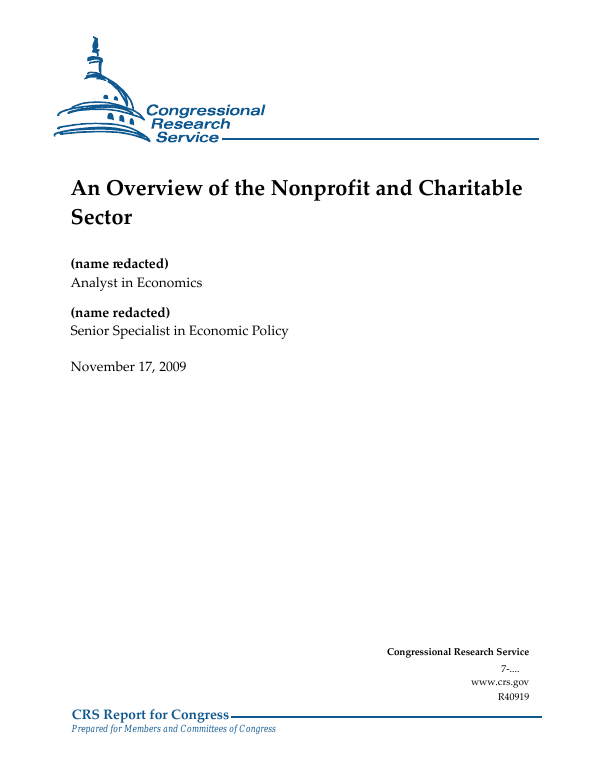 An Overview of the Nonprofit and Charitable Sector - EveryCRSReport.com