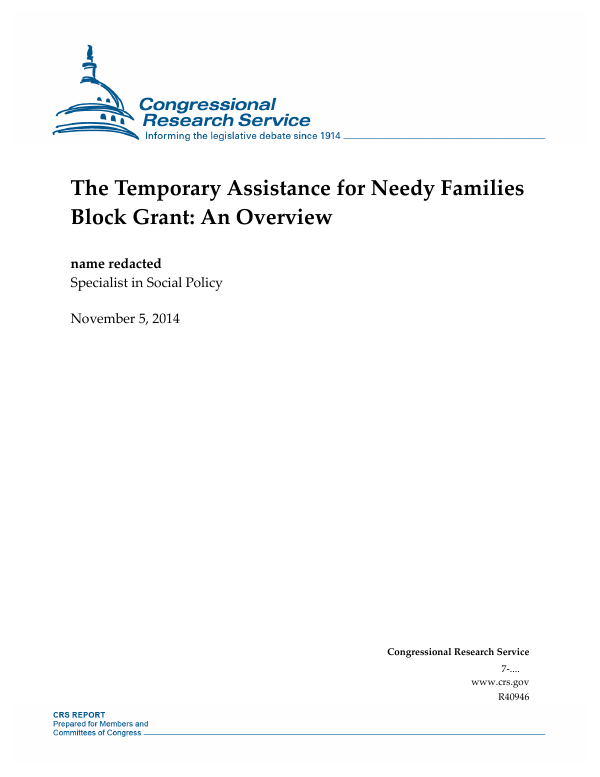 The Temporary Assistance for Needy Families Block Grant: An Overview ...