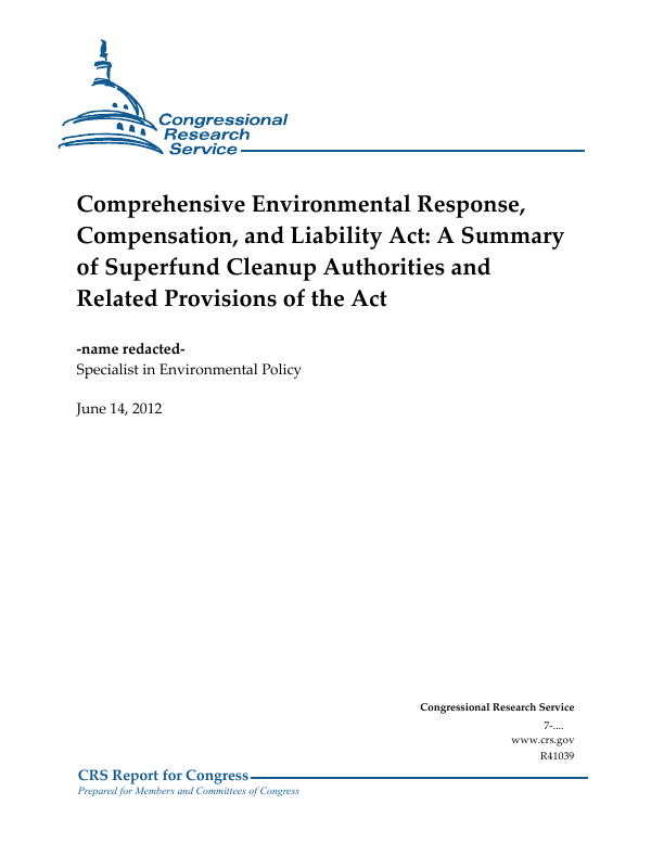 Comprehensive Environmental Response, Compensation, and Liability Act ...