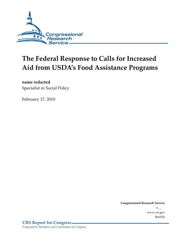 The Federal Response to Calls for Increased Aid from USDA’s Food ...