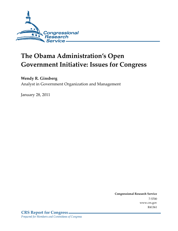 The Obama Administration's Open Government Initiative: Issues for ...