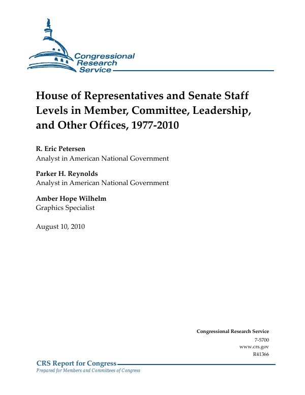 House of Representatives and Senate Staff Levels in Member, Committee ...