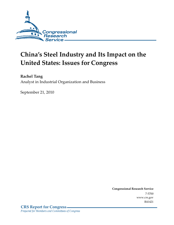 China's Steel Industry and Its Impact on the United States: Issues for ...